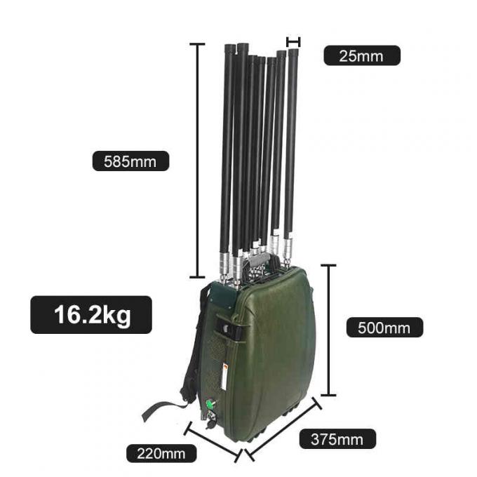 Ultra Thick PP Resin Manpack RF Jammer 1500 Meter Anti Drone Signal Jammer